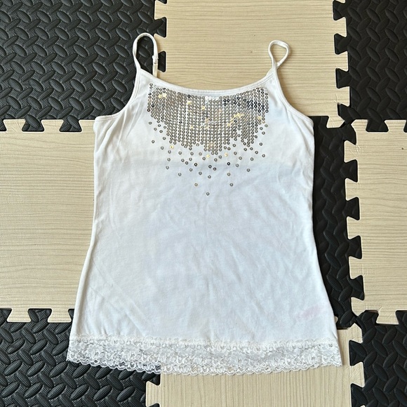 Justice | Shirts & Tops | New White Justice Embellished Cami Tank Top ...